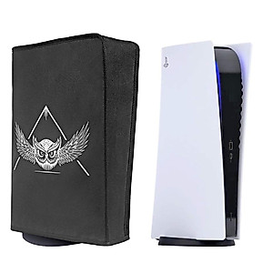 MASiKEN Dust Cover for PS5 Disc and Digital Edition, Waterproof Nylon Fabric PlayStation5 Console Cover Accessories, Protective Soft Neat Lining Anti Scratch, Easy Access Cable Port (Angry Owl)