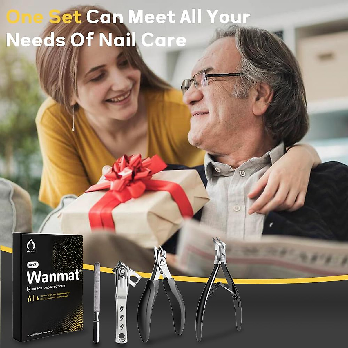 Toenail Clippers, Professional Nail Clippers for Thinck & Ingrown Nails, Upgraded Toe Nail Clippers for Men, Podiatrist Toenail Clippers Fingernail Clippers Wanmat