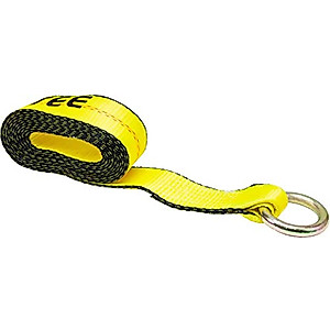 Mytee Products (4 Pack 2" x12' Winch Lasso Strap with O Ring, Yellow - Car Tie Down Tire Straps for Trailers Auto Tow Car Hauler Wheel Net