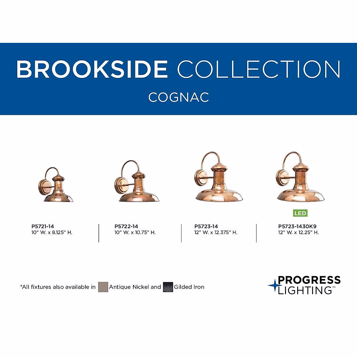 Progress Lighting P5721-14 Brookside Outdoor, 8-Inch Width x 9-3/4-Inch Height, Brown