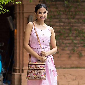 Anuschka Women’s Hand-Painted Genuine Leather Medium Crossbody With Double Zip Pockets - Bel Fiori