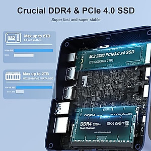 Beelink SEI12 Mini PC Intel Core i5 Processors i5-12450H (up to 4.4GHZ),Mini Computer with 16GB DDR4 RAM 500GB M.2 Pcle 4.0 NVMe 2280 SSD,Dual Screen Display/HDMI+DP/WiFi6/BT5.2,Auto Power On