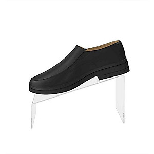 2 Pack Acrylic Shoe Display Stand Clear Premium Lucite 4"W x 5"H Slanted Footwear Showcase Riser with Heel Stop for Retail Shops and Clothing Stores by Marketing Holders