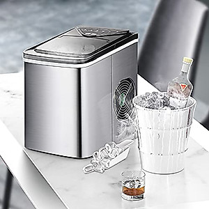 WATOOR Portable Ice Maker Machine for Countertop, 26 lbs Bullet Ice Cube in 24H, 9 Ice Cubes Ready in 6-9 Minutes,2.2L Ice Maker Machine with Ice Scoop and Basket Silver