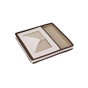 Household Essentials 512 Vision Storage Box - Natural Canvas with Brown Trim - Medium