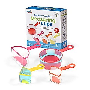 hand2mind Rainbow Fraction Measuring Cups, Fraction Manipulatives, Kids Measuring Cups, Baking Supplies For Kids, Visual Measuring Cups, Unit Fraction, For Kids Kitchen, Montessori Kitchen (Set of 4)