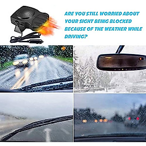 Car Heater, Car Heater Defroster Fans with Heating & Cooling Modes for 2 in 1 Fast Heating, 12V 150W Defrost Defogger with Plug in Cigarette Lighter, Window Defroster for Car