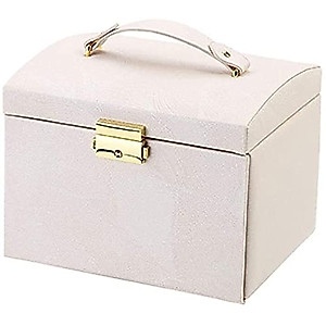 ZZYINH AN207 Three-Tier Storage Jewelry Box with Mirror Portable Silk Thread Storage Box Stud Earrings Ring Jewelry Box Small Jewelry (Color : Pink)