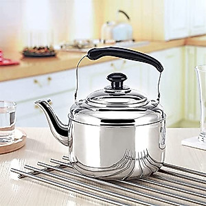 Stainless Steel Tea Kettle Stove Top Tea Kettle,with Ergonomic Heat-Resistant Handle,Modern Stainless Steel Tea Kettle (Color : Onecolor, Size : 4L)