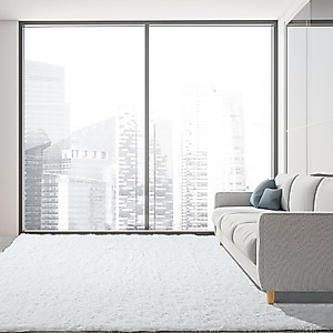 ROYALAY Fluffy Shag Area Rug 9x12 ft Ultra Soft, Extra Large Plush Faux Fur Carpet with Non-Skid Design for Bedroom, Playroom and Living Room Rug, Luxury Room Decor (9x12 Ft, White)