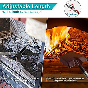 46” Long Fireplace Shovel - Extra Strength Wrought Iron - Ash Shovel for Wood Stove, Grill or fire Pit - Long Design for Keeping Hands from Heat of fire - Indoor/Outdoor use(Silver)