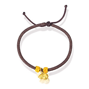 CHOW SANG SANG Cultural Blessings 999 24K Solid Gold Gourd (Wulu) Auspicious Blessing Bracelet for Women 92058B | 8.6 Inches, (22 CM)