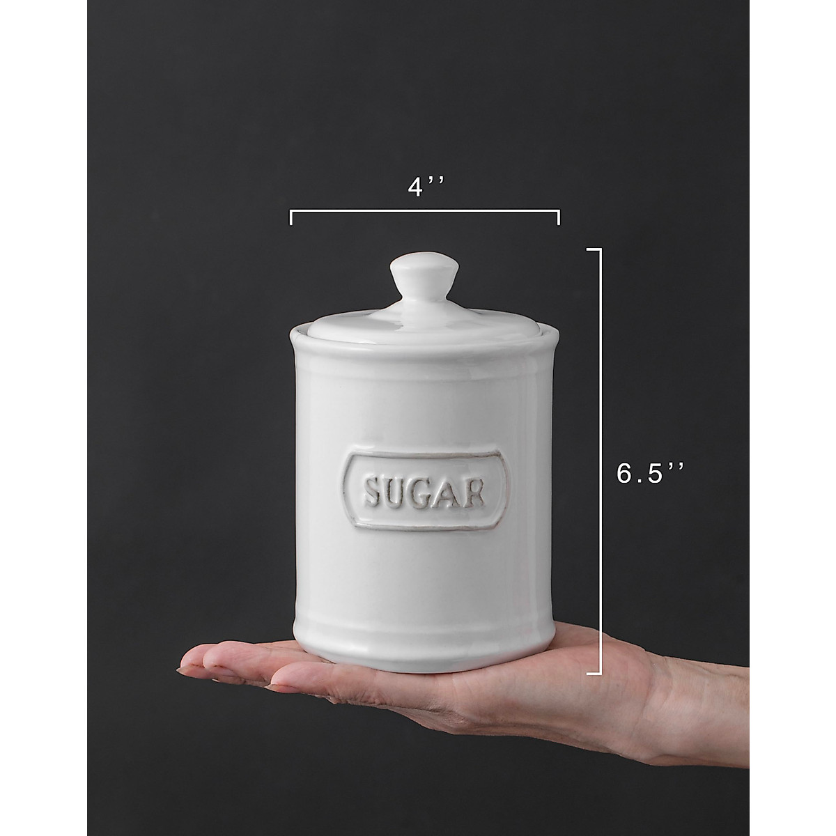 Relief Rectangle TAWCHES Ceramic Canisters Sets For The Kitchen Canisters For Countertop Set of 3 Airtight Coffee Canisters For Ground Coffee Sugar Container Tea Storage Jars With Lids Farmhouse Decor