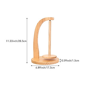 QKDS Yarn Holder for Knitting and Crocheting, Wooden Yarn Spinner with Magnetic Metal Twirling Mechanism and Anti-Slip Pads, Yarn Spindle Dispenser, Gift for Knitting Crochet Lovers(Natural Wood)