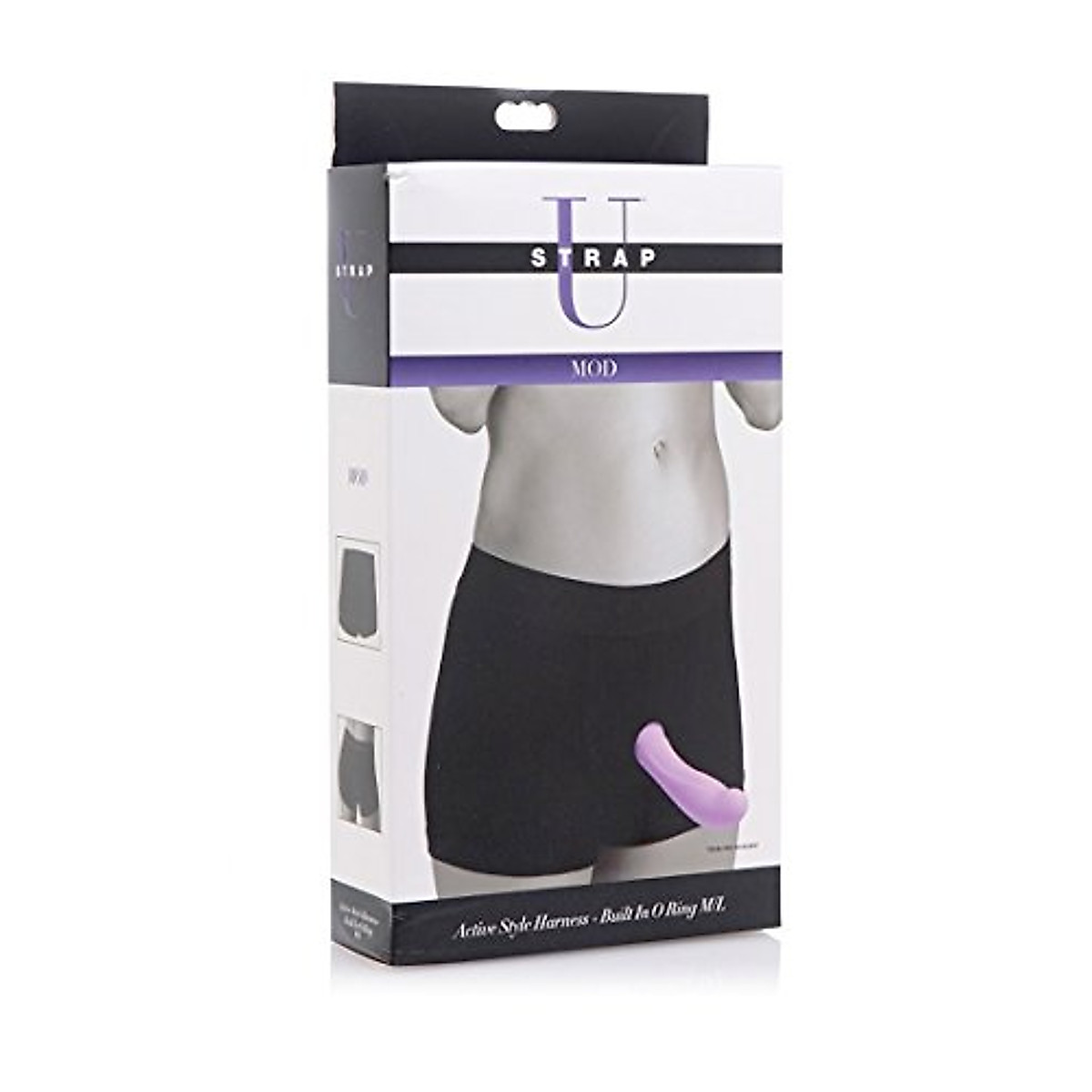 Strap U Mod Strap On Style Harness with Built in O Ring, Medium/Large, Black (AE810-ML)