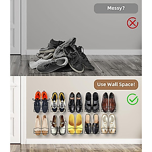PrimZooty Wall Mounted Shoe Rack 10Pack, with Sticky Hanging Strips, Metal Wall Shoe Storage, Hanging Shoe Organizer for Wall/RV/Door
