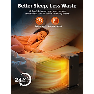 Space Heater, SANVINDER 1500W Portable Heater for Bedroom, ECO Thermostat 90° Oscillating, 24 hours timer, Fast Heating Electric Heater with Remote, Overheat Protection, LED Display for Bedroom Office