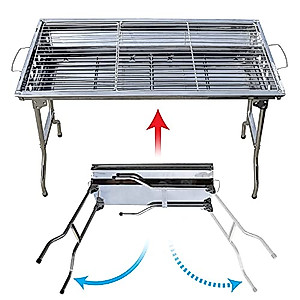 BenefitUSA Foldable Large Stainless Steel Barbecue Charcoal BBQ Grill Kabob Shashlik Cooking Stove