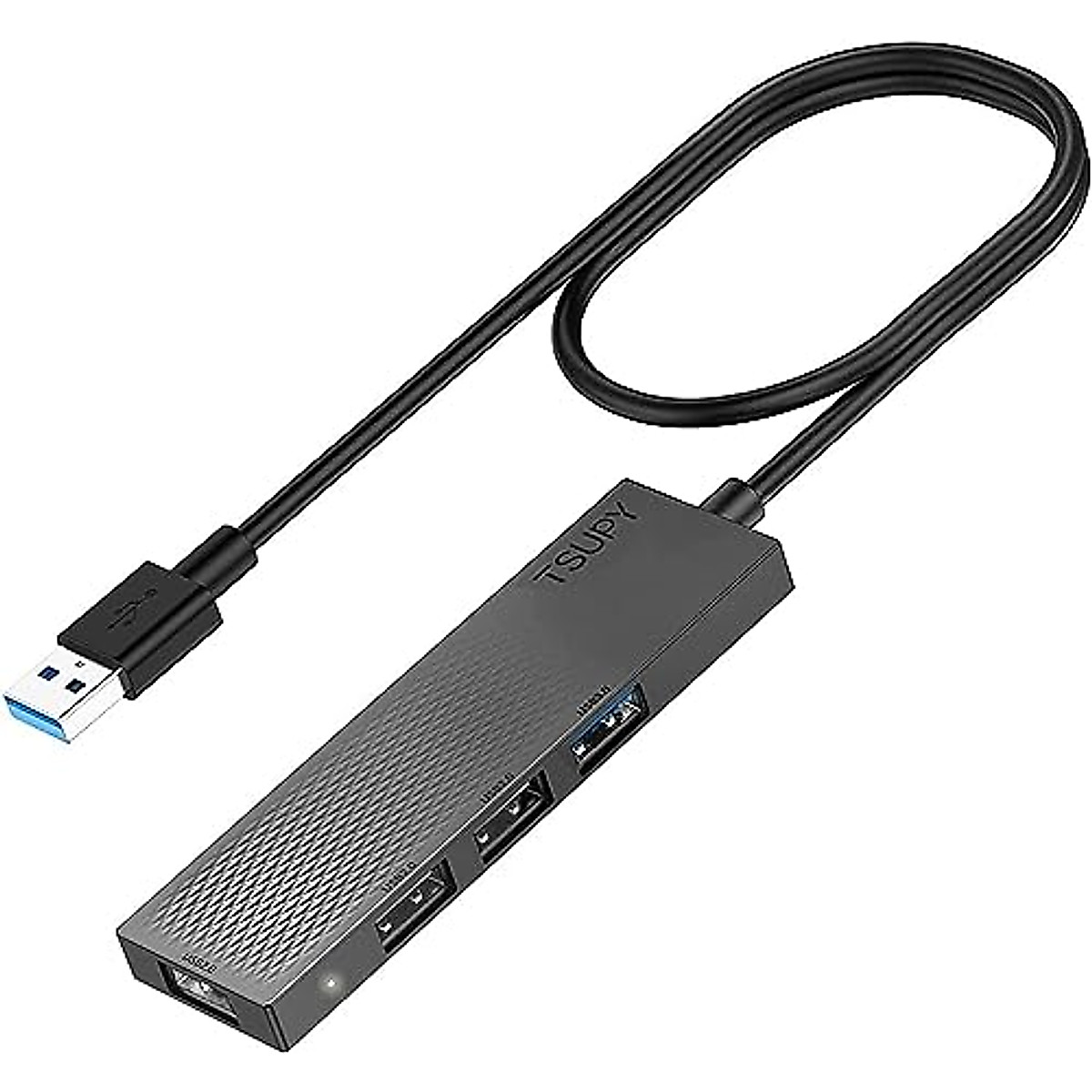 USB Hub, TSUPY 4 USB Port Hub with 2.1ft Extension Long Cable USB Splitter USB Expander 3.0 Ultra Slim Multiport Extender for Laptop, Desktop, Computer PC, Flash Drive, HDD