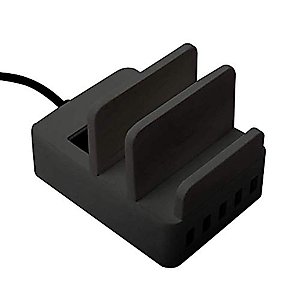 Power Hub Plus Charging Station - Charge Up to 7 Devices Using Only One Wall Outlet | Black Silicone Won't Scratch Device | Attractive Dependable Table Charging | No Set of Short Cords