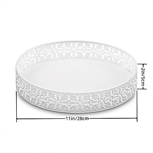 MIHIRO Metal Lazy Susan Organizer 360° Rotating Storage Tray Spice Rack, Cosmetics and Perfume Organizer Large Capacity for Dresser Countertop Kitchen Cabinet Bathroom (1 Piece, White)