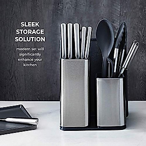 10-Piece Stainless-Steel Kitchen Knife Set - Newly Innovative Kitchen Knifes Set with Utensil Holder - 5 Stainless-Steel Knives - Knife Sharpener - Kitchen Scissors - Cutting Board- Knife Block holder