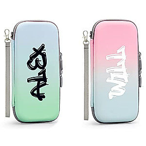 Personalized Pink Carry Case Made For Nintendo Switch/Switch OLED Console Custom Name Games with 10 Games Cartridges Protective Travel Case for Gamers Kids Gift for Girls Women NC2