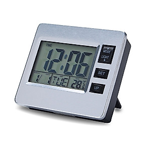 Digital Desk Clock Refrigerator Hood Kitchen Timer 12/24 Hour Alarm Date Week Indoor Thermometer LCD Backlight Clock Battery Operated Mute Hang on Wall Clock Table Room Office Senior