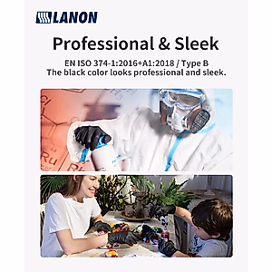 LANON 6-mil Black Nitrile Disposable Gloves, Food-Safe, Powder-Free, Heavy-Duty, Textured Fingertips, Latex-Free, XL