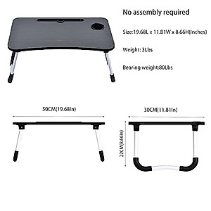 RIYONHO Lap Desk Folding Table Laptop Desk Portable Foldable Bed Table 19Inch Laptop Lap Desk Tray Table for Working Studying, Eating, and Movies（Black）