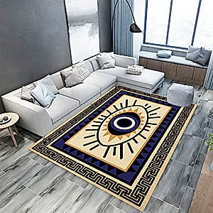 Boho Bohemian Psychedelic Evil Eye Modern Area Rugs Soft Non-Skid Indoor Carpet Doormats Floor Mat Entrance Rug Throw Rugs for Living Room Kitchen Bedroom Garden 5'x7'