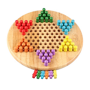 Wondertoys Wooden Chinese Checker Game for Kids 2 in 1 Chinese Checkers & Gobang (Five in a Row) Wooden Board Game Family Board Game Combo Set