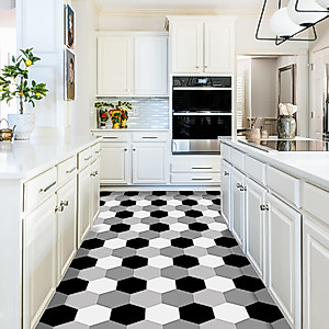 Vinyl Flooring Hexagon Tiles, Peel and Stick Floor Tile, 0.027 Inch Thick, Waterproof Self-Adhesive Floor Tile DIY for Bathroom Kitchen, Four Color (Covered 7.4 Sq.Ft /20 Pcs)