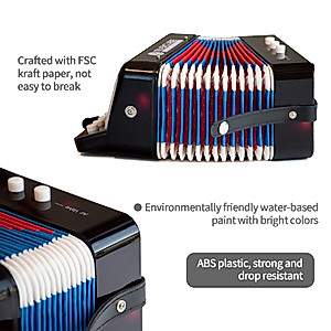 MUSICUBE Kids Accordion Instrument Toys 10 Keys Button Small Accordion for Boys & Girls Educational Musical Instrument Toys Christmas Gift Choice (BLACK)
