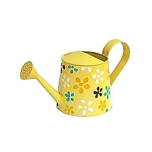 Metal Watering Can with Long Spout Indoor and Outdoor Garden Usage Watering Can for Plants Durable Water Sprayer for Home Balcony and Garden 2 L (Yellow)