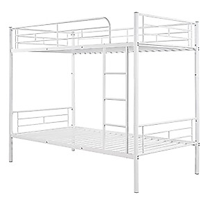 Metal Bunk Beds Twin Over Twin Heavy-Duty Convertible Bunk Bed Frame Divided into 2 Beds for Kids Boys Girls Teens, Steel Bunk Bed for Dorms, Universities Children’s Bedrooms, White