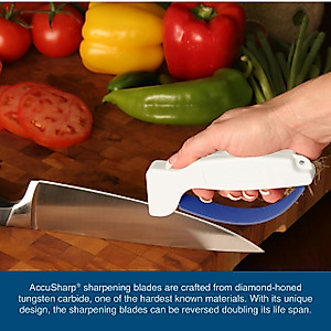 AccuSharp Knife Sharpener, Ergonomic Comfortable Handle, Compact & Easy to Use, Restore and Hone Straight & Serrated Knives, White