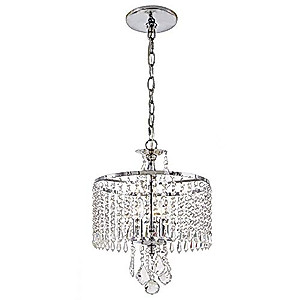 Home Decorators Collection HD-1144-I 3-Light Polished Chrome Mini-Chandelier with K9 Hanging Crystals