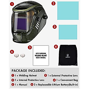 ANDELI Welding Helmet,Large Viewing True Color Solar Powered Auto Darkening Welding Helmet with Side View 4 Arc Sensor Wide Shade 4/5-8/9-13 Welder Mask for TIG MIG ARC Grinding Plasma