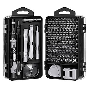YINSAN Precision Screwdriver Set, Electronics Repair Tool Kit Micro Magnetic Bit for iPhone, Computer, PC, Laptop, Phone, Mac, Tablet, Home DIY, Game Consoles, Glasses, Watch, Doorbell, 120 in 1 Black