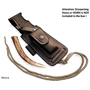 Ottoza Handmade Leather Knife Sheath SIDE DRAW Knife Sheath - Bushcraft Knife Sheath - Hunting Knife Sheath - Survival Knife Sheath - Vertical Knife Sheath Dark Brown TOP GRAIN LEATHER No:207