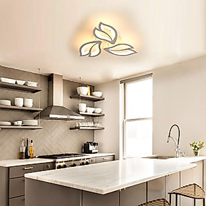 Goeco LED Ceiling Light, Acrylic Modern Ceiling Light, 3 Heads White Flower Flush Mount Ceiling Light Fixture 3000K Warm Light for Bedroom, Kitchen, Living Room, Dining Room