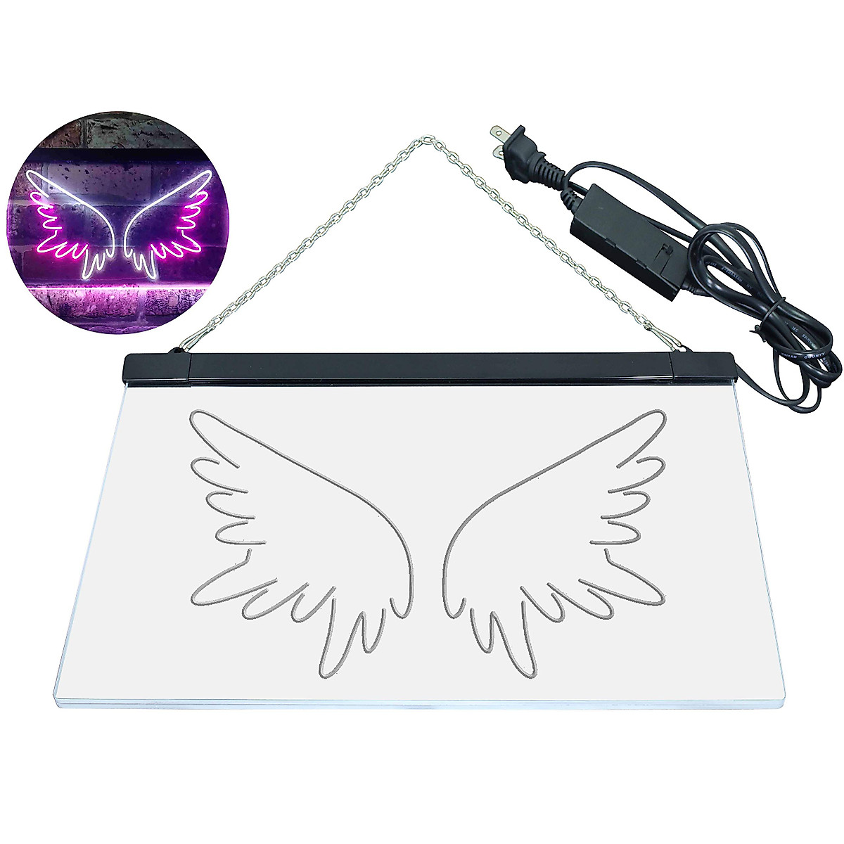 ADVPRO Angel Wings Girl Room Dual Color LED Neon Sign White & Purple 12" x 8.5" st6s32-i3370-wp