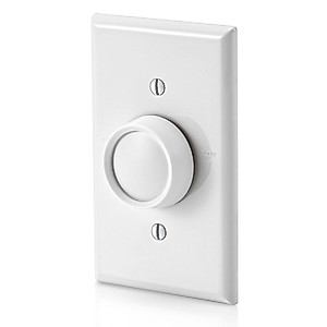 Leviton Trimatron Rotary Fan Speed Control Switch, 5A, Full Range, Variable Speed, Single Pole, 6616-W, White, Image