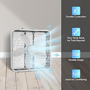 Comfort Zone CZ200A 20" 3-Speed Box Fan for Full-Force Air Circulation