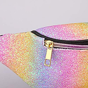 QtGirl Fanny Pack for Kids, Glitter Waist Bag Shiny Bags with Adjustable Belt for Children Sport Running, Camping, Trip