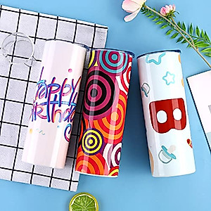 IMAGETI 8 Pack Sublimation Tumblers 20 oz Skinny Straight Tumbler Blank White, Stainless Steel, with Metal Straw, Insulated Tumbler with Leak-Proof Lids for Tumbler Heat Press