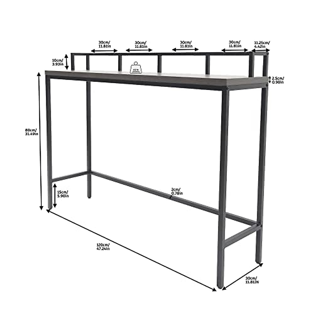 Yusong 47" Long Sofa Table, Narrow Console Table Behind Couch, Tall Bar Tables Enterway Table, Small Skinny Foyer Table for Living Room Home Office Bar, Grey