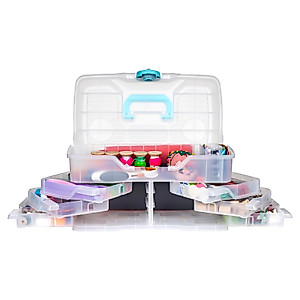 ArtBin Clear Plastic Organizer Small Parts Organizer - for DIY Arts & Crafts Storage Boxes & Organizers, Sewing Storage - Storage Box with Compartments, Project Box - Large (6 Pivot Trays) 6963PB