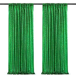 Green Sequin Backdrop Curtains 2 Panels 2ftx8ft Glitter Backdrop Christmas Decoration Sparkly Party Cake Table Backdrop Drapes